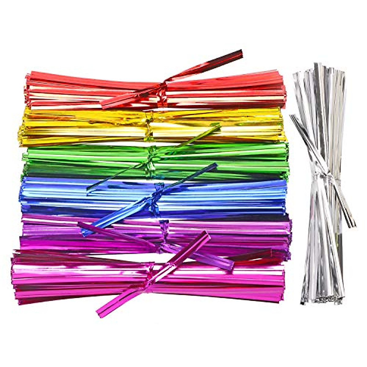 Mini Skater 700pcs 4" Metallic Twist Ties - Colored (7 Colors)