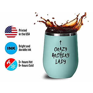 Archery Teal Edition Wine Tumbler 12oz - Archery Lady A - Funny Gift For Archery Coach Athlete Hunt Target Shot Trainer Arrow Bow Sport
