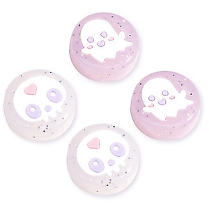 BelugaDesign Ghost Thumb Grips | Halloween Gothic Clear Jelly Glitter Joystick Grip Button Caps | Compatible with Nintendo Switch Standard Lite OLED