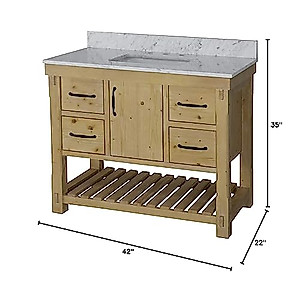 Birmingham 42-inch Bathroom Vanity (Carrara/Driftwood): Includes Driftwood Cabinet with Authentic Italian Carrara Marble Countertop and White Ceramic Sink