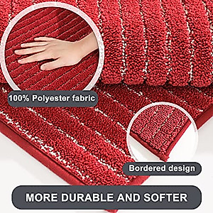 BEQHAUSE Red Kitchen Rugs Set of 2 Non-Slip Kitchen Runner Rug Washable Kitchen Mats for Floor Absorbent Soft Standing Mats for Kitchen,Laundry,Hallway&Sink 20”x30”+20”x48”