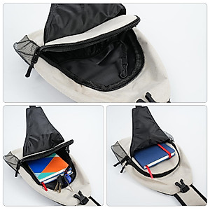 angel wish Sling-Bag Crossbody-Bag Women-Men Backpack-Daypack - Hiking Chest Travel with Water Bottle Pocket Portable Hiking Daypacks For Women Ivory White