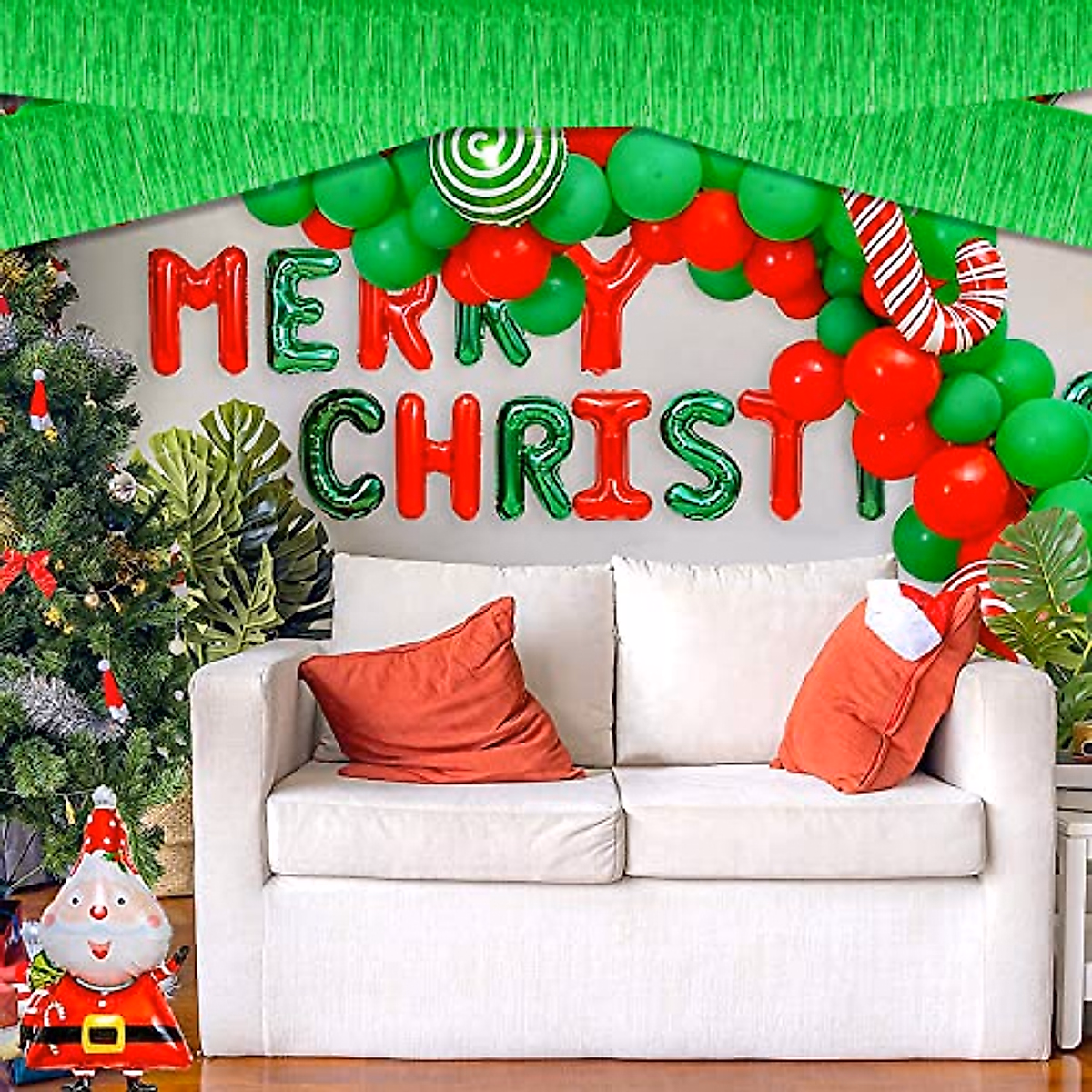 10 Pack 10 Feet Foil Fringe Garland Metallic Tinsel Streamers Banner Wall Hanging Curtain Backdrop for Parade Floats, Bachelorette, Wedding, Birthday, St Patrick Day, Party Decorations(Green)