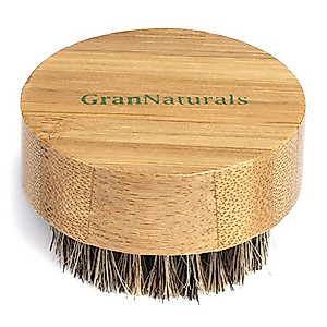 GranNaturals Boar Bristle Mustache & Beard Hair Brush - Men's Hand Size Hairbrush for Grooming Fine, Thin, and Normal Hair and Facial Hair