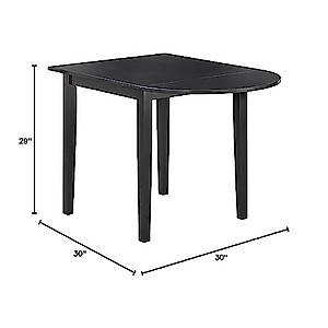 Target Marketing Systems Tiffany Two-Toned Single Drop Leaf Dining Table for Small Spaces, and Apartments, Made of Solid Rubberwood, Expands from 30" to 43", Black