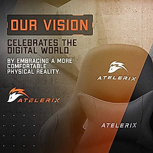 Atelerix Ventris Noir Gaming Chair - Use as Desk, Office or Computer - Tilting Mechanism and Ergonomic Adjustable Swivel Game Chair w/ 4D Armrests & Armrest Covers, Headrest and Lumbar Support
