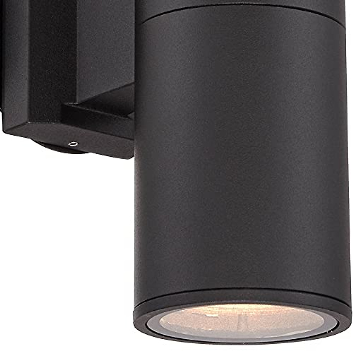 Possini Euro Design Ellis Modern Contemporary Outdoor Wall Light Fixtures Set of 2 Black Aluminum 11 3/4" Glass Lens for Exterior House Porch Patio Outside Deck Garage Yard Front Door Garden Home