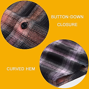 DEVIL KING Men's Hooded Flannel Shirts Jackets Casual Long Sleeve Lightweight Flannel Hoodie Rainbow