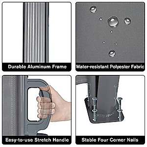 LUCKYERMORE 118”L x 78.7" H Folding Retractable Side Awning Wall, Cut View and Add a Private Space, Waterproof, UV-Resistant Sun Shade Wind Screen Easy-Assembled, Pole Post Mounted, Gray