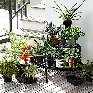 FOYUEE Corner Plant Stand Outdoor Metal 3 Tier Stands For Multiple Plants Ladder Potted Indoor Shelf Holder Rack