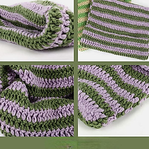 Cat Ear Beanie Y2K Striped Crochet Hat Fairy Grunge Headwear Accessories (Black,M(56-58cm))