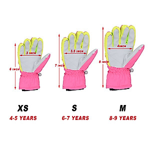 AMYIPO Kids Winter Snow Ski Gloves Children Snowboard Gloves for Boys Girls (Pink-3, 6-7 Years)