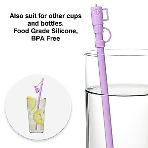 Replacement Straw for Stanley 40 oz 30 oz Cup Tumbler,4Pack Reusable Silicone Straws with Straw Covers Accessories for Stanley Bottles with Cleaning Brush