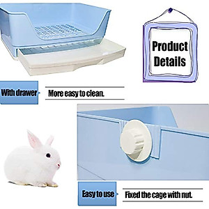 kathson Large Rabbit Litter Box Trainer, Potty Corner Toilet with Drawer Bigger Pet Pan for Adult Hamster, Guinea Pig, Ferret, Galesaur, Bunny and Other Animals (Brown)