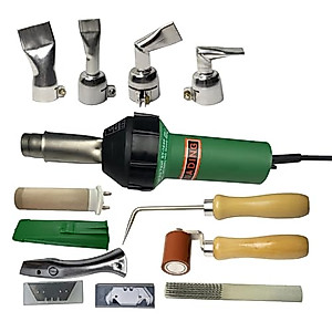 110V 1600W Plastic Welding Gun Hot Air Heat Gun Adjustable Temperature PVC TPO Welding Kit Accessories Speed Nozzle Roller Dolphin Knife Hook