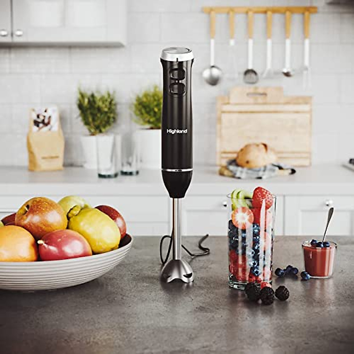 Highland Handheld Immersion Mixer, Black and Stainless Steel