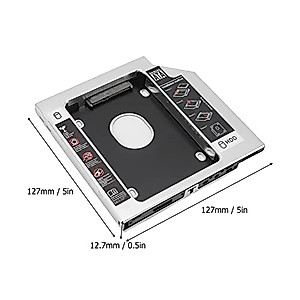 to 2nd HDD SSD Enclosure Hard Drive Caddy Tray Easy Installation for PC Aluminum Alloy