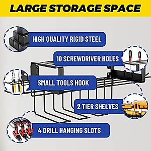 Advzon Power Tool Organizer Power Tool Organizer Wall Mount Heavy-Duty Removable Design Drill Holder with Reasonable Layered No Need for Assembly for Garage Organization Repair Room Woodworking Room