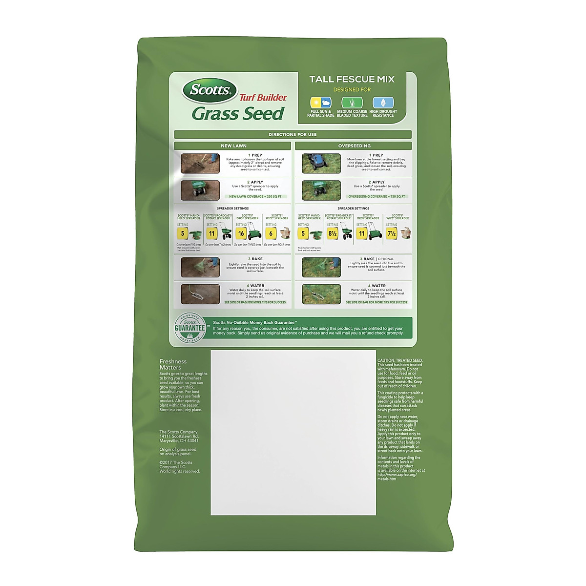 Scotts Turf Builder Grass Seed Tall Fescue Mix Grows Deep Roots for a Durable, Livable Lawn Resistant to Heat, Drought, 3lb.