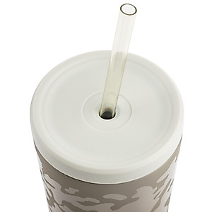 Manna Ranger Double-wall Insulated Stainless Steel Tumbler with Leak-proof Smart Seal Lid and Reusable Tritan Straw - 24 Oz - White Camo