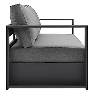 Modway Tahoe 4-Piece Fabric/Powder-Coated Aluminum Outdoor Set in Charcoal/Gray