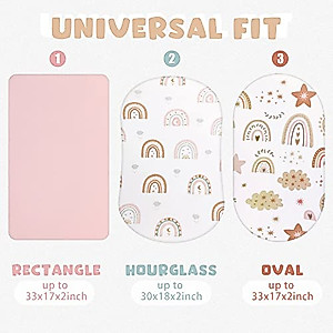 4 Pcs Baby Bassinet Sheets Soft Fitted for Baby Boys Girls Soft Cotton Animals Bassinet Sheet Cover Safe Comfort for Standard Bassinet Pads Rectangular Mattress Cradle, Zebra, Giraffe