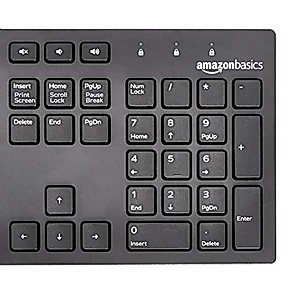 Amazon Basics Low-Profile Wired USB Keyboard with US Layout (QWERTY), Matte Black