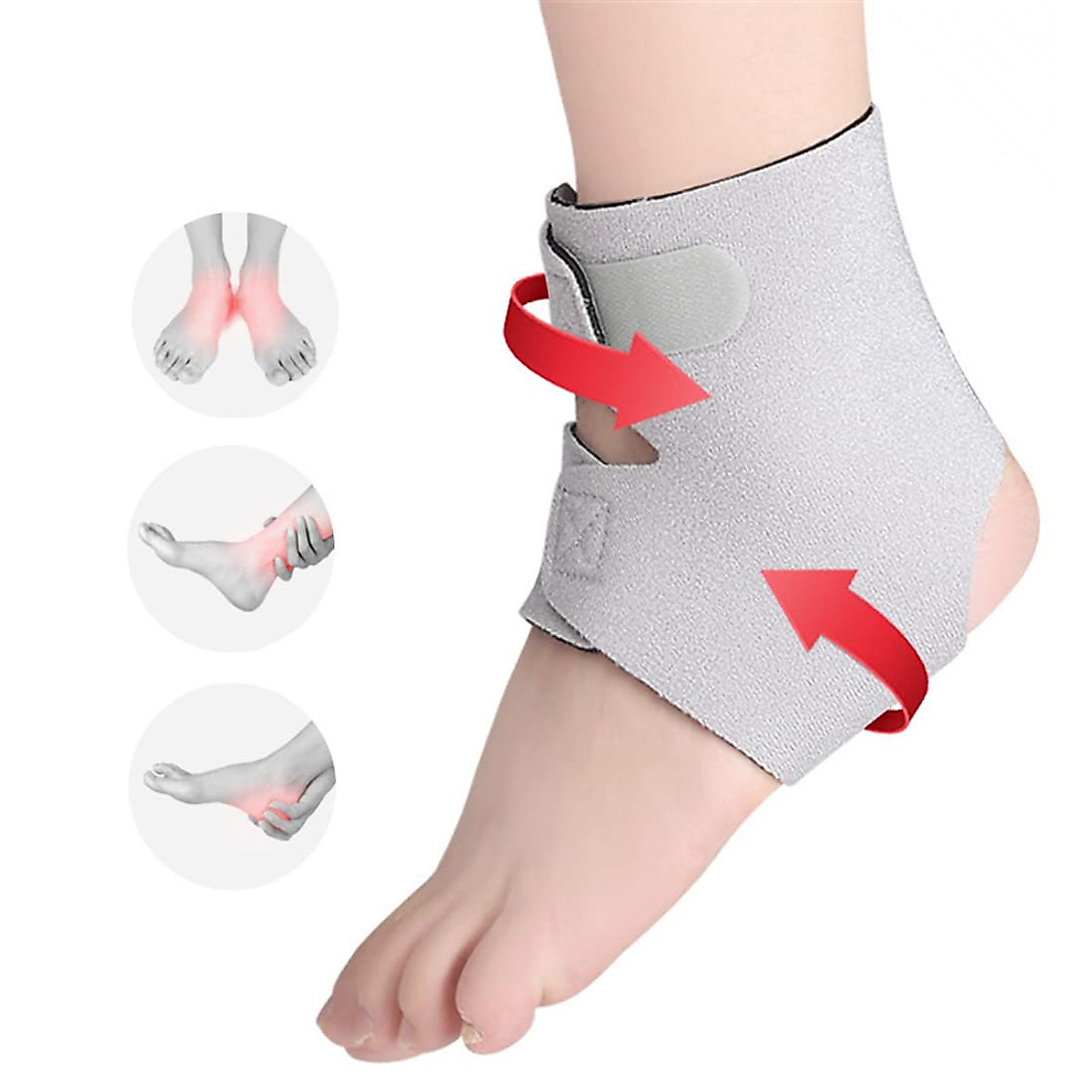 Ankle Support Brace Sleeves, 1 Pair Comfortable Ankle Brace Stabilizers with Adjustable Wraps, Breathable Ankle Bandages Protectors Guards for Sports, Joint Pain Relief, Injury Recovery (Black, L)