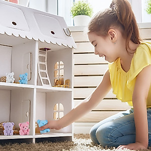 Aoriher 24 Pcs Miniature Flocked Plush Mini Bears Stuffed Bear Decorations for Birthday Baby Shower Cake Wedding Decorations Party Favor Supplies Bag Charm DIY (White, Pink, Purple, Blue)