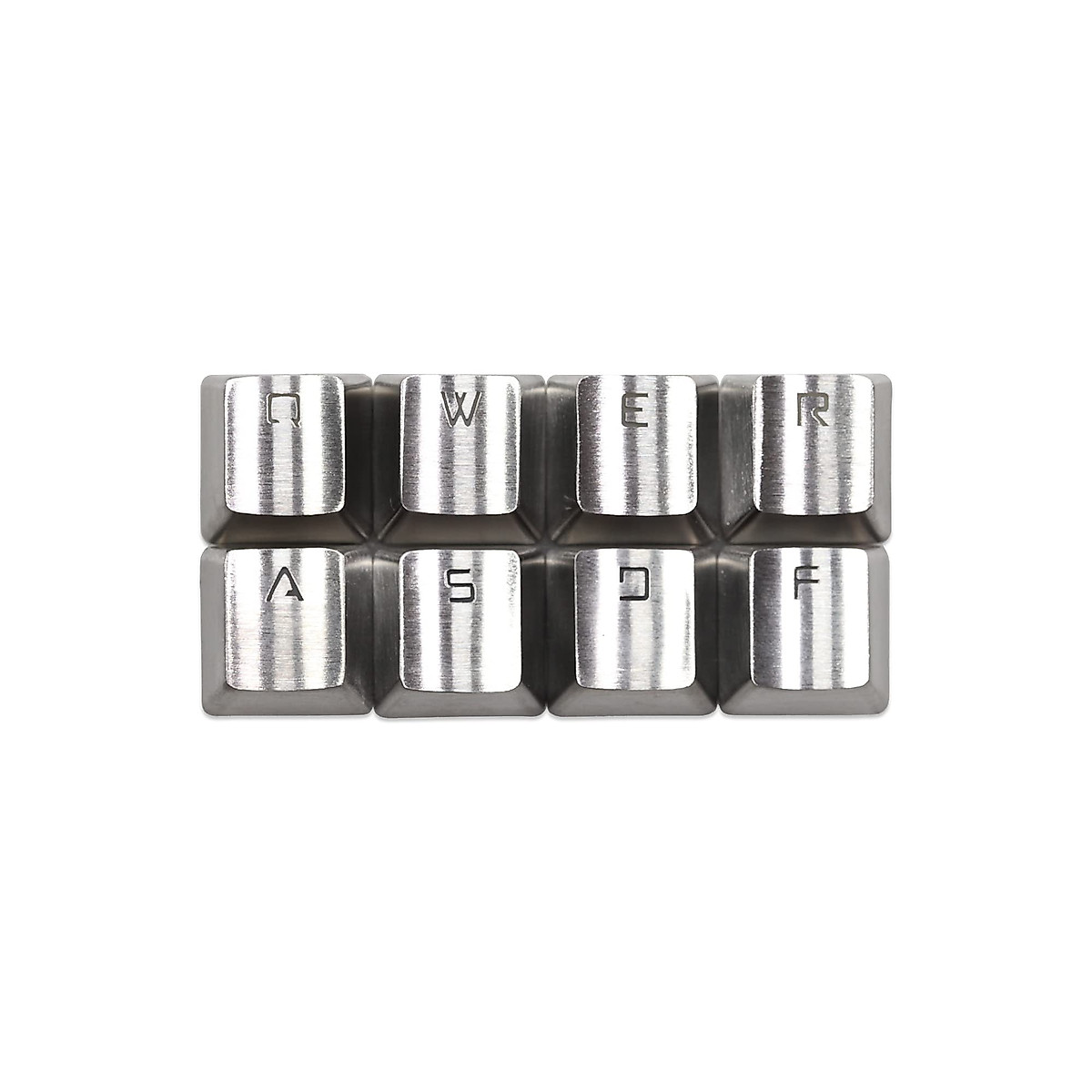 Teamwolf stainless steel MX Metal Keycap for keyboard gaming key QWERWASD R2 R3 light through back lit Black Blue Gold gradient (TW Silver QWERWASD)