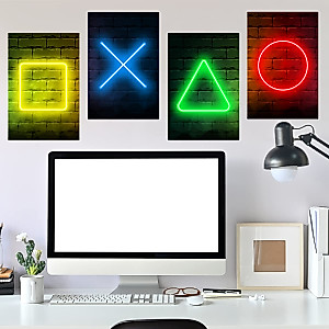 Neon Video Game Wall Decal Gaming Wall Sticker Decor Boy Gamer Wall Stickers Game Wall Decor for Boys Room Video Game Wall Art Gaming Pictures for Wall Playroom Decor