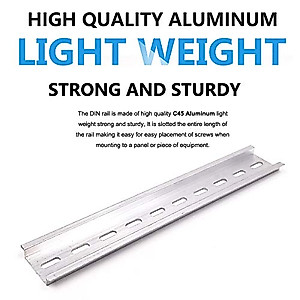 Erayco 20 Pieces DIN Rail Slotted Aluminum RoHS 7.5" Inches Long 35mm Wide 7.5mm High