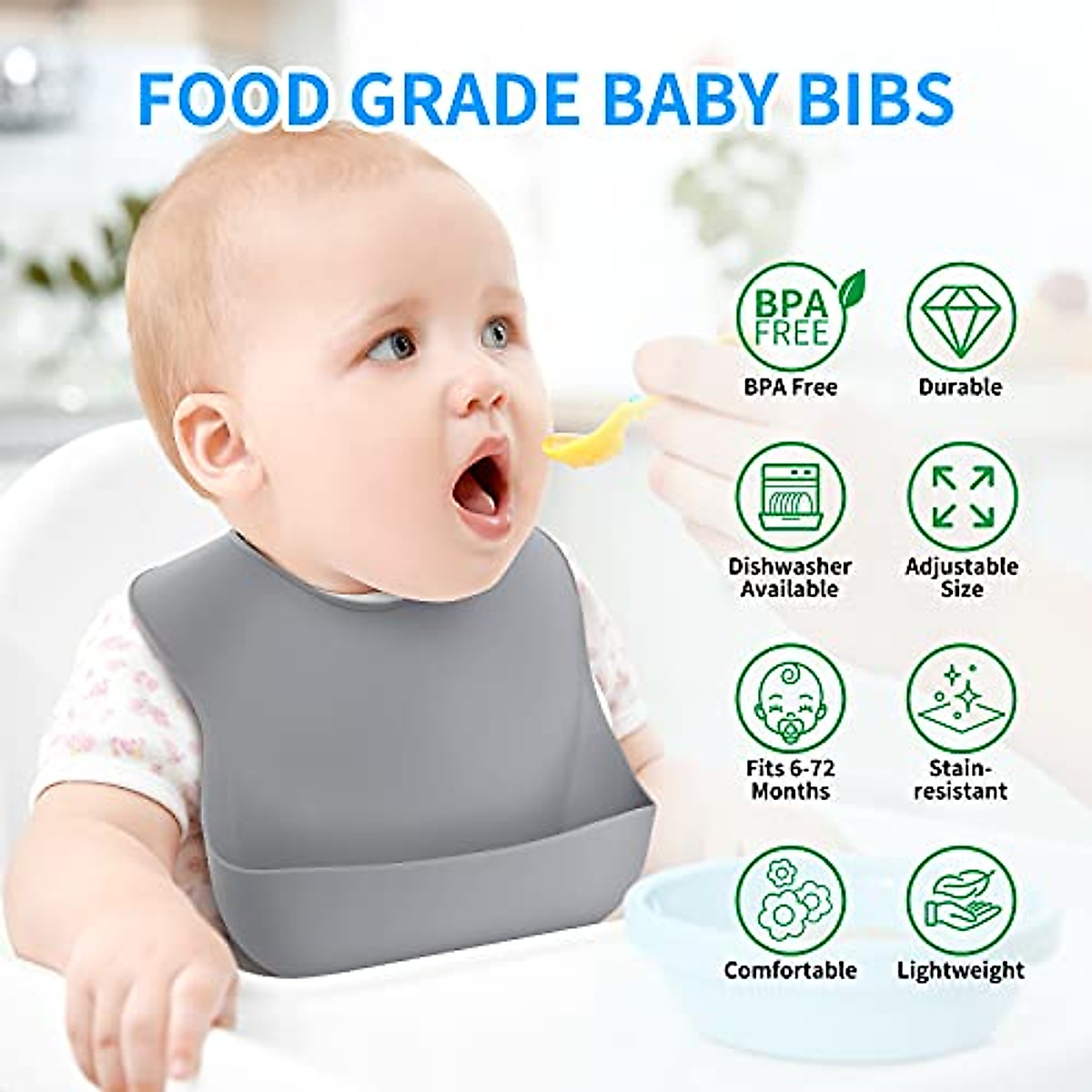 ME.FAN Silicone Baby Bibs for Babies & Toddlers | Adjustable Silicone Bibs 2 Set