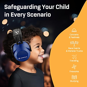 Vanderfields Kids Ear Protection, Noise Canceling Headphones Kids, Age 3-16, 26dB Noise Reduction, Ear Muffs for Kids, Kids Noise Cancelling Headphones, Earmuffs for Autism, Boys, Girls, Toddlers