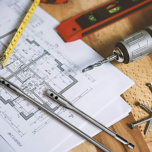 Hotop 4 Pieces 1/4 Drill Bit Extension Set Wood Spade Drill Bit Extension,6 and 12 Inches Spade Drill Bit Extension with 2 Pieces Key,Use with High-Carbon Steel Wood Spade Bits