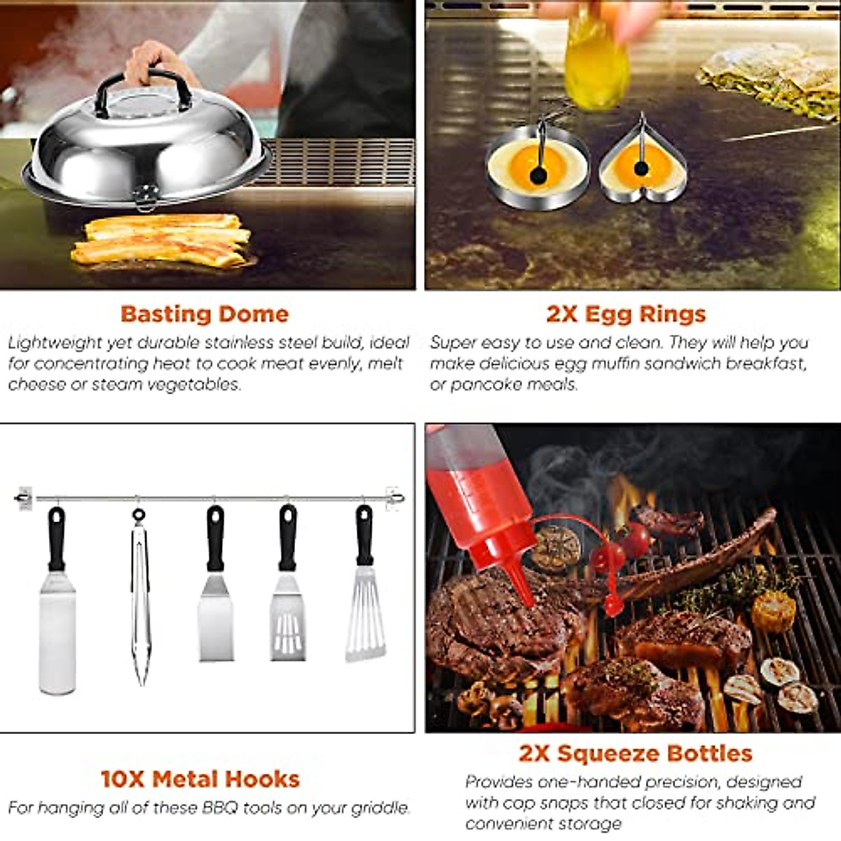Commercial Chef Blackstone Griddle Accessories Kit - Flat Top Grill Accessories - Griddle Tools Utensils - for Breakfast Hibachi and Weber Griddle - with Chef Spatula Set and Cleaning Kit - 36 PCS