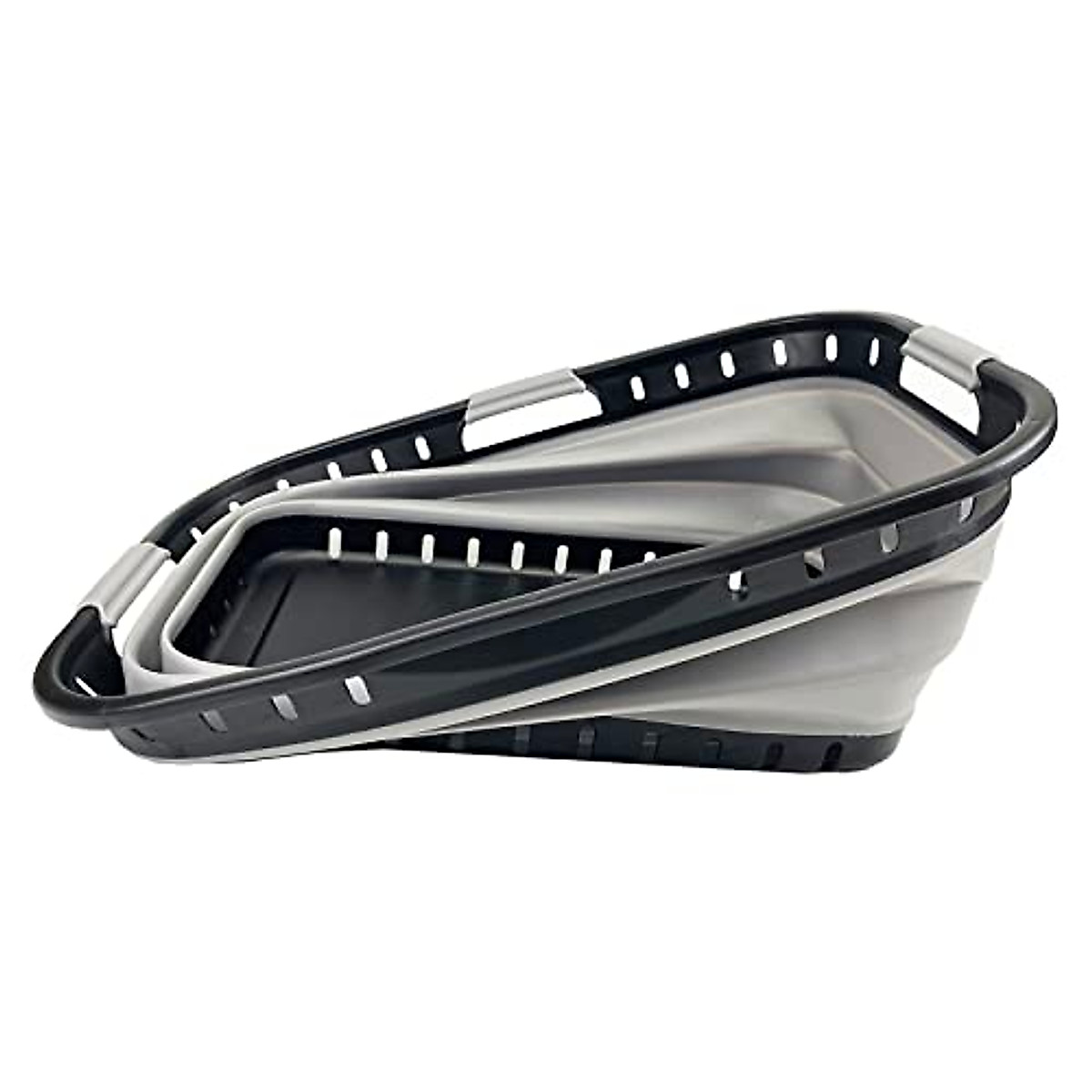 SAMMART 44L (11.6 gallon) Collapsible Plastic Laundry Basket-Foldable Pop Up Storage Container-Portable Washing Tub-Space Saving Hamper, Water Capacity: 35L (9.2 gallon) (Black/Alloy Grey)