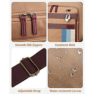 Celvetch Sling Bag for Men Women - Canvas Shoulder Bag Sling Backpack Laptop Messenger Bag for 15.6'' Crossbody Chest Bag Daypack for Travel - Coffee