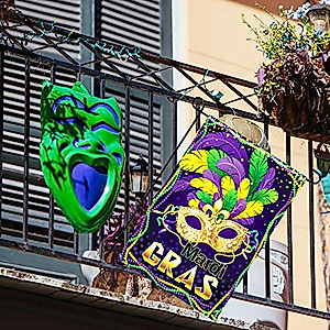 Mardi Gras Garden Flag Double Sided Masquerade Feather Bead Garden Flag Holiday Party Garden Flag Vertical Welcome Yard Decoration Flag for Wedding Carnival Party Home Decoration, 12.5 x 18 Inches