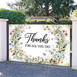 Avezano Thanks for All You Do Backdrop Wildflower Thank You Party Decorations Thank You Father Staff Teachers Professors Doctors Banner 70.8 x 43.3 Inch