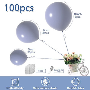 AJOYEGG Dusty Blue Balloons Garland Arch Kit, 100 PCS 18inch 12inch 5inch Slate Blue Balloons Latex Party Balloons, Gray Blue Helium Balloons for Baby Shower Wedding Birthday Engagements Supplies