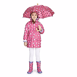 Hatley Girls' Little Color Changing Button-Up Printed Rain Jacket, Sweet Hearts, 6 Years