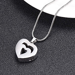 OPPJB Lockets Necklace Necklace Cremation Necklace Urn Cremation Keepsake Ashes Urns Double Heart Shaped Stainless Steel Cremation Pendant for Ashes Urn Souvenir Necklace Men Women Keepsake Jewelry