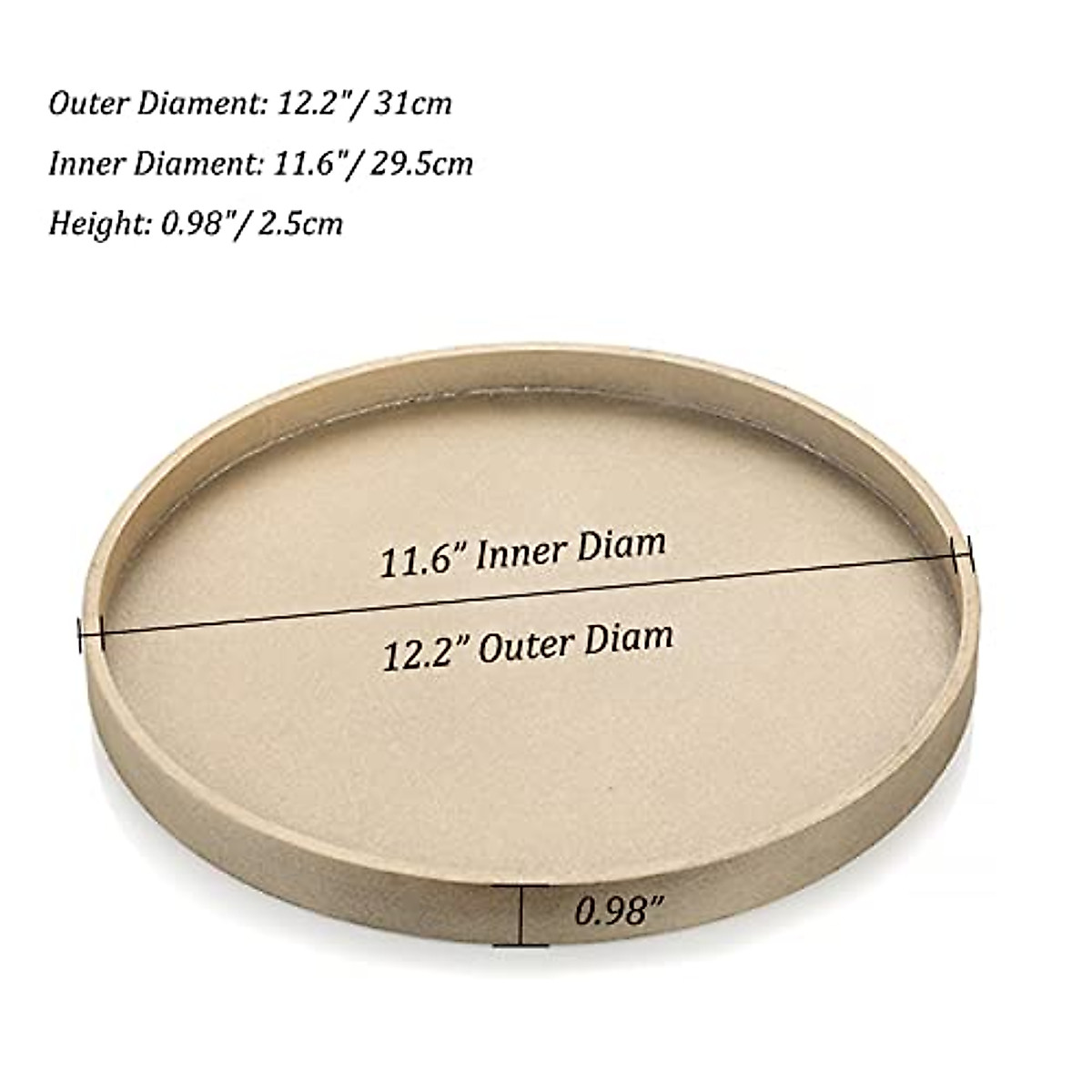 Hanobe Decorative Coffee Table Tray: Gold Wood Tray Round Rustic Wooden Trays Circle Farmhouse Centerpiece Candle Holder for Home Decor Ottoman Counter Display Living Room Organizer 12"