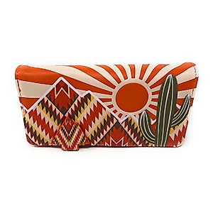 Shag Wear Cactus Southwest Desert Sunset Large Wallet for Women and Teen Girls Faux Vegan Leather 7" Orange