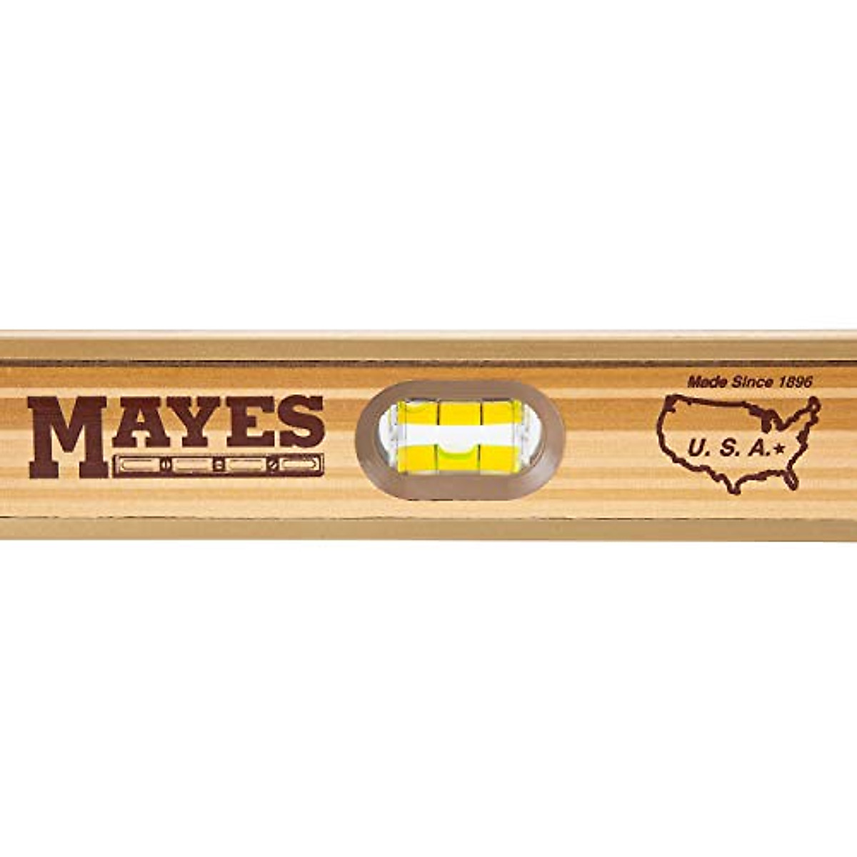 Mayes 10136 48-Inch Bound Wood Laminated Level, Level Tool 48 Inch, Basic Level and Plumb Vials, 4 Ft. Level Crafted with Laminated Layers of American Hardwood