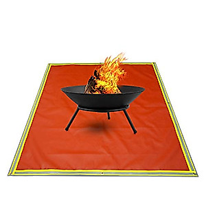 Cumberbatch 39" X 39" Fire Pit Mat, Fireproof Mat, Fire Resistant Grill Mats for Outdoor Grill, Protects Deck, Patio, Grass, Camping and Outdoor Surfaces Safety (Red)