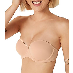 Victoria's Secret Pink Wear Everywhere Strapless Push Up Bra, Padded, Adjustable Straps, Beige, (34C)