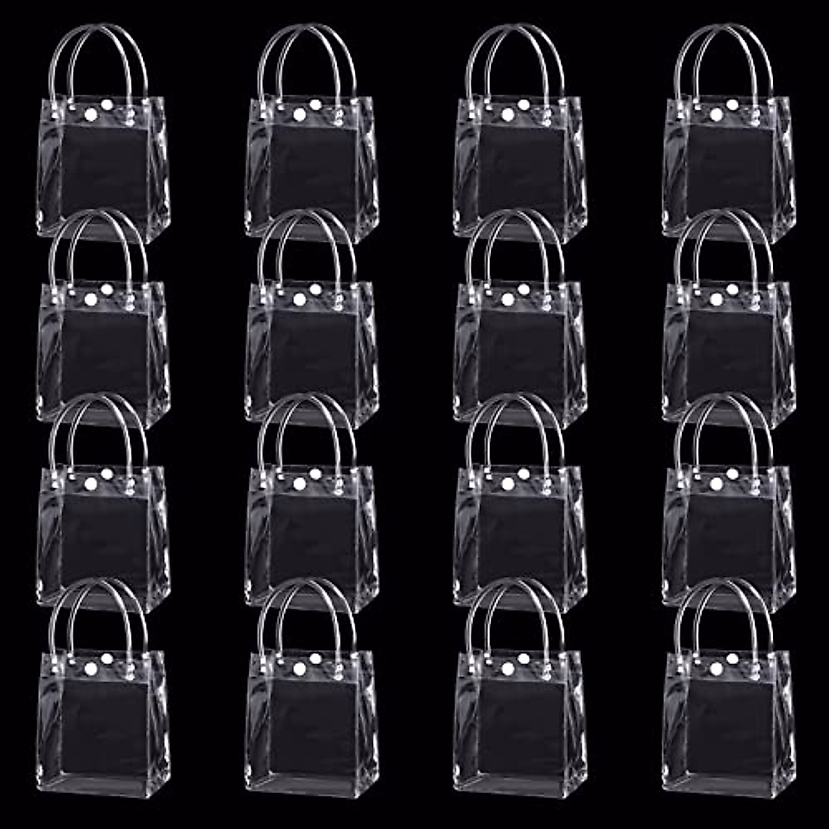 25Pcs Clear PVC Gift Bags with Handles, Small Plastic Tote Bags Transparent Gift Wrap Bags Reusable Shopping Bags for Wedding Candy Bags,Dessert,Merchandise, Retail, Small Business (Clear 5.9 * 5.1)