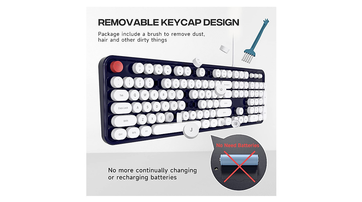 Atelus Computer Keyboards Wired, Full Size Typewriter Keyboard with ...